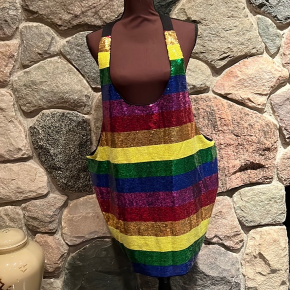 Target | Tops | Nwot Rainbow Striped Sequence Large Arm Hole Tank Top ...